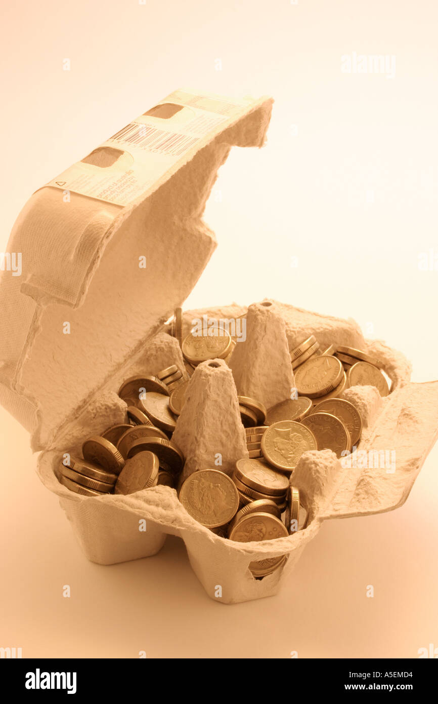 Coins in Egg Carton Stock Photo - Alamy