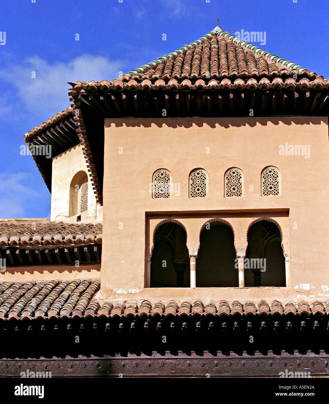 Detail of the moorish influence in the architecture of the Alhambra in ...
