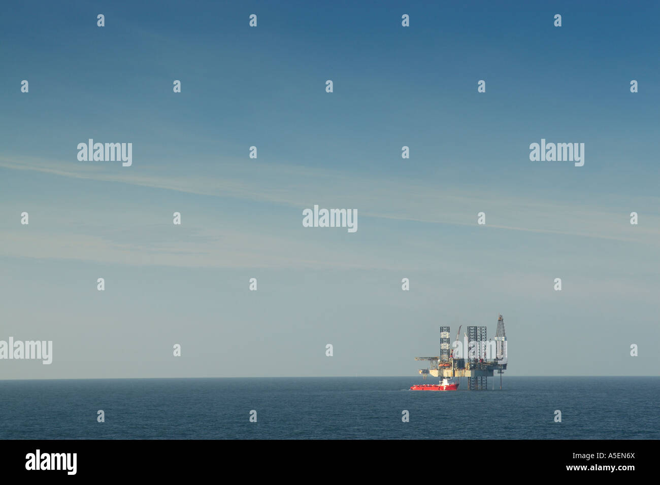 Ensco 80 drilling rig stationed in North Sea with supply vessel ...