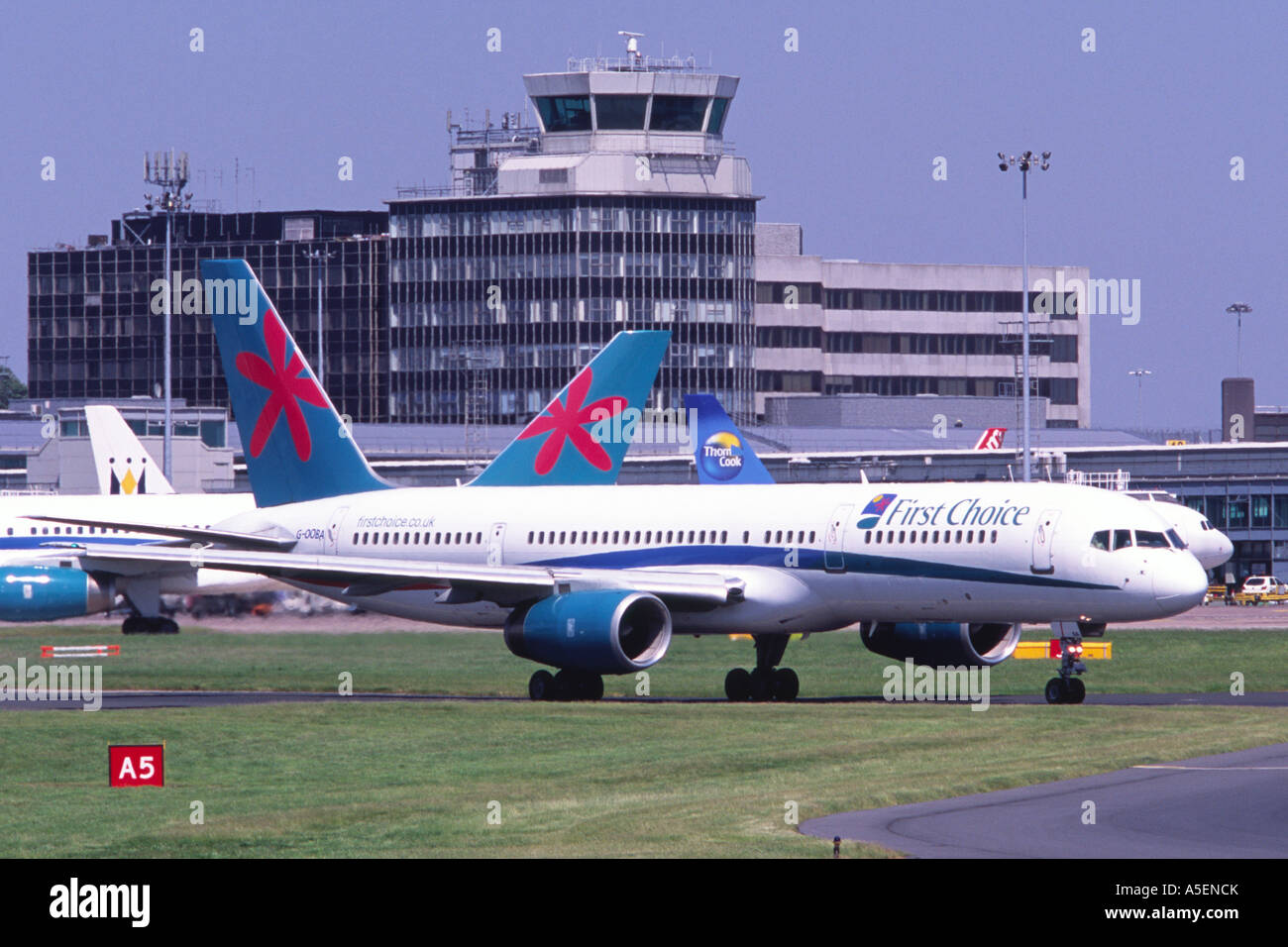 Boeing 757 operated by First Choice Airways taxiing out at Manchester ...
