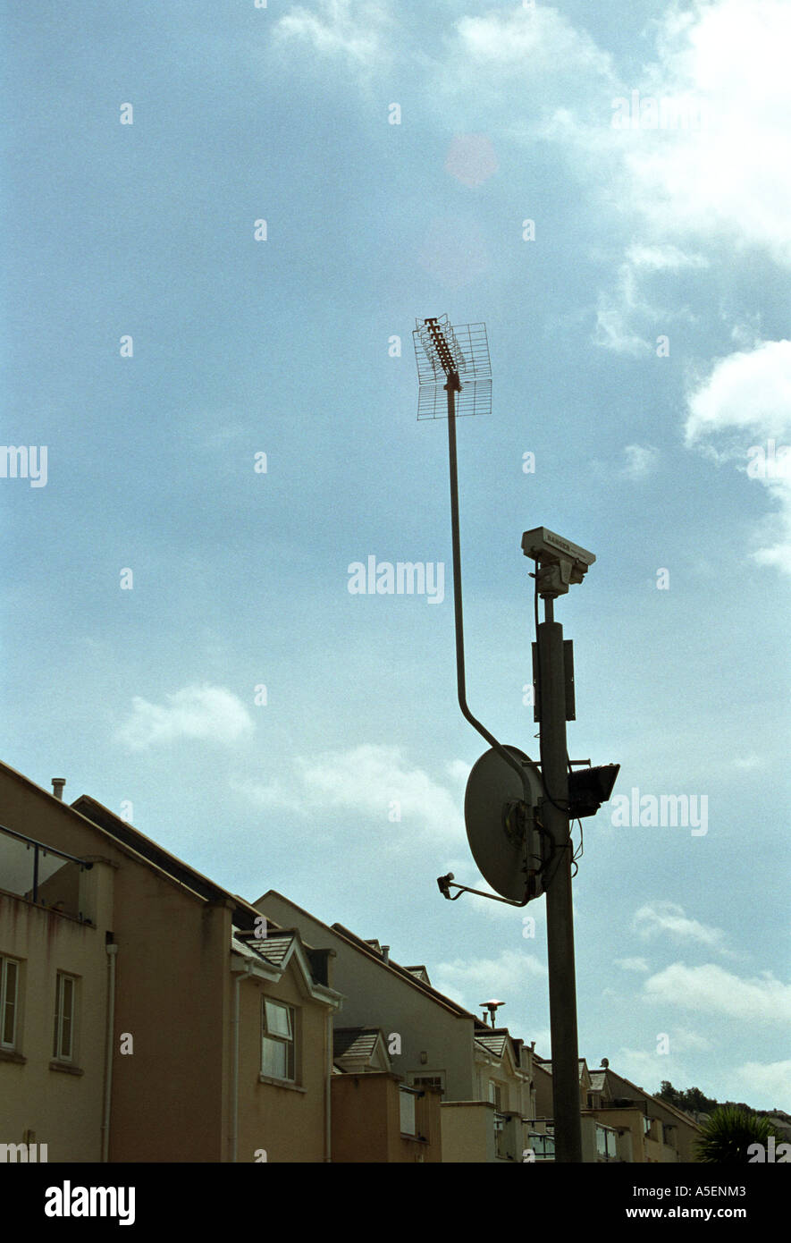 cctv and satellite dish Stock Photo - Alamy