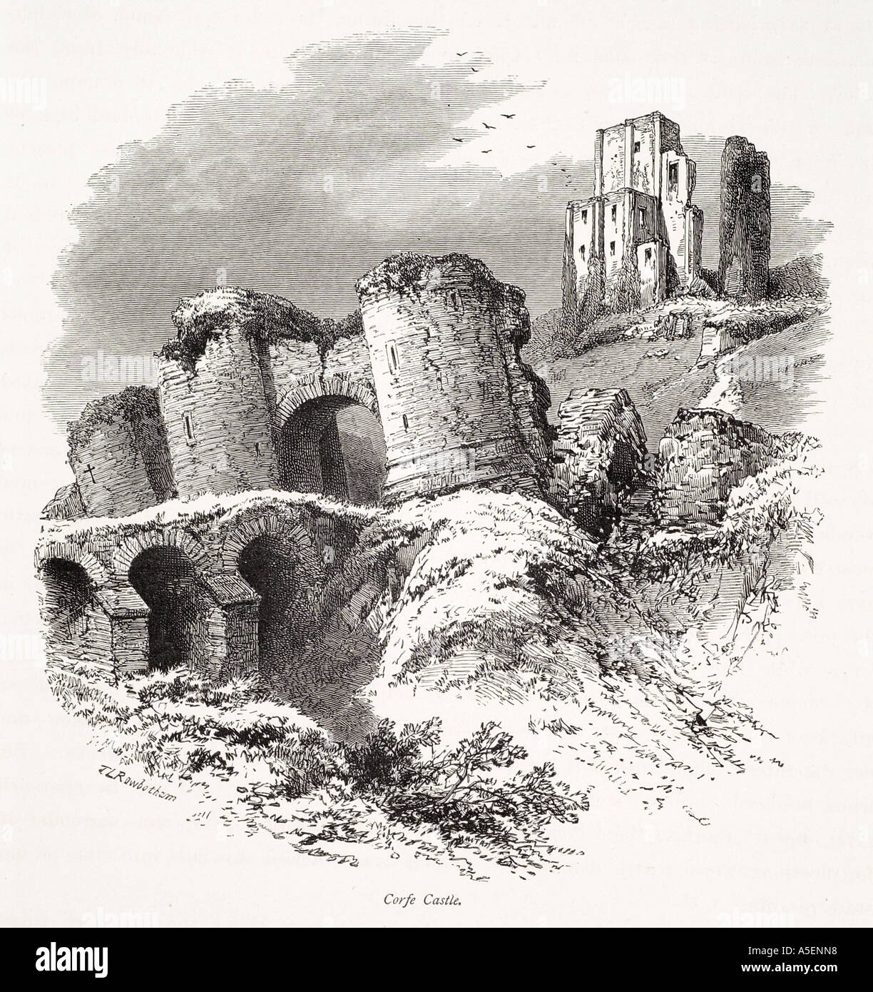 corfe castle dorset derelict ruin fortress arch gateway fall topple ...