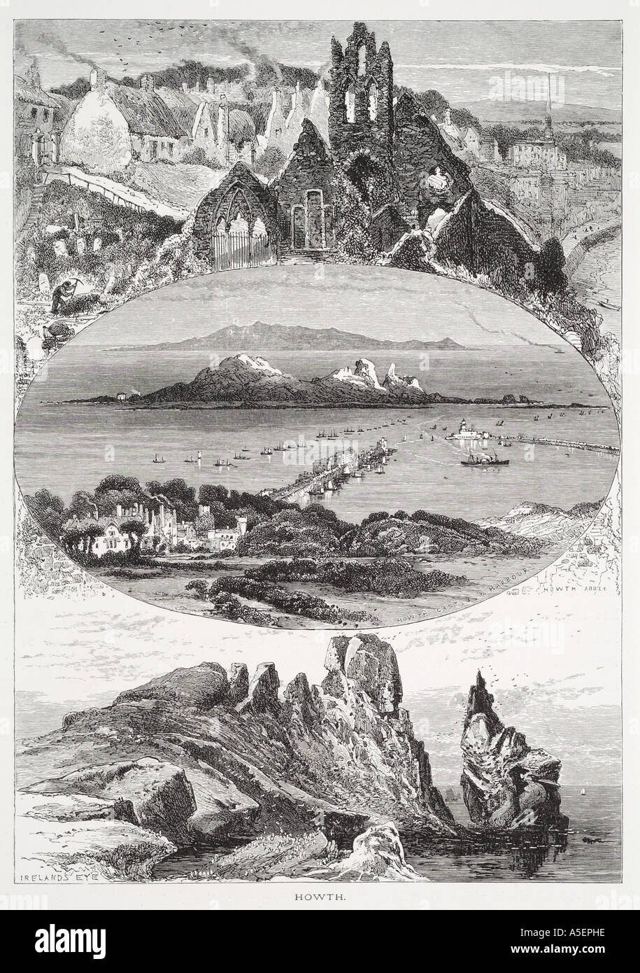 howth County Dublin Ireland Eire Irish republic montage cameo castle ...