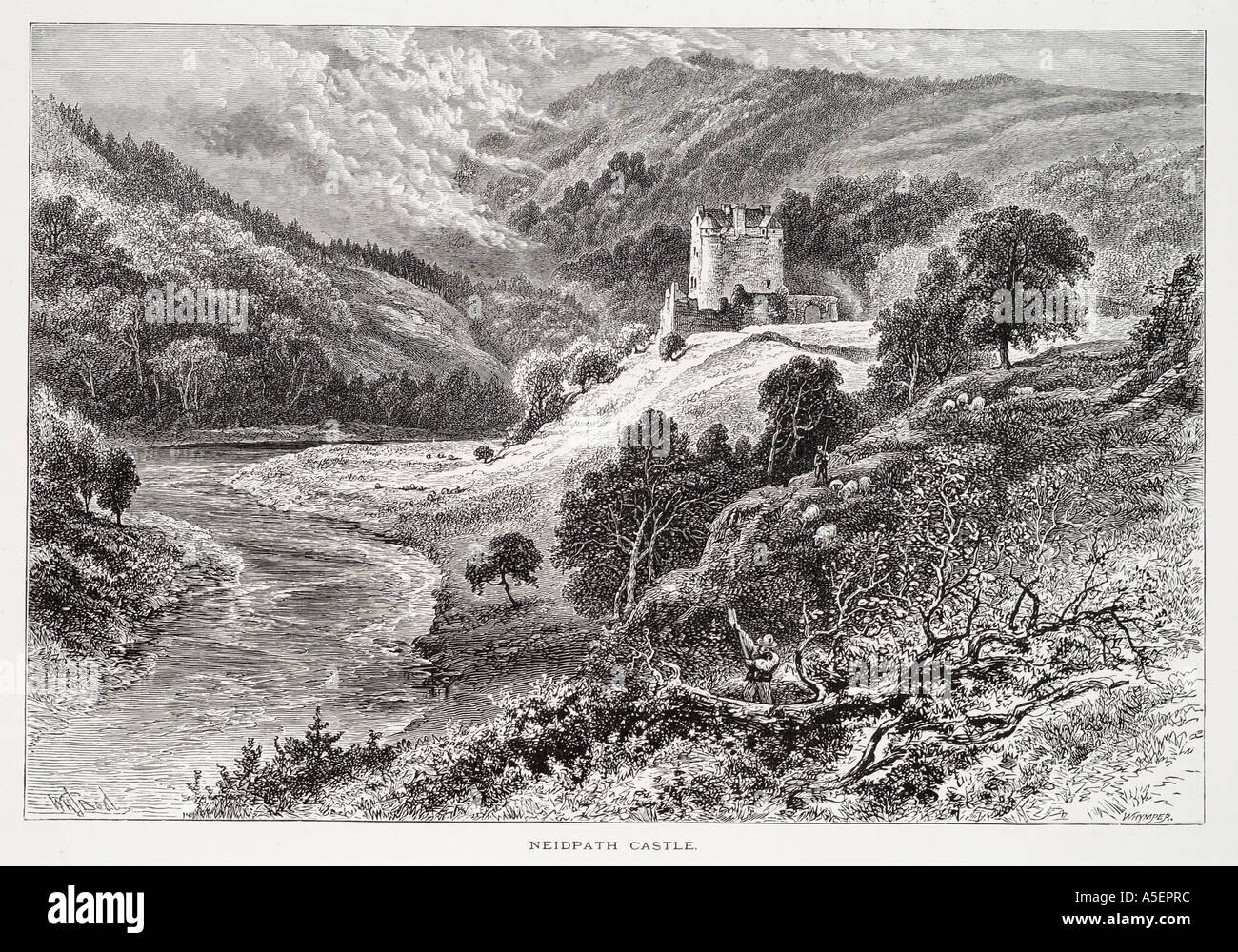 neidpath castle peeble river tweed gorge valley tower house Tweeddale ...