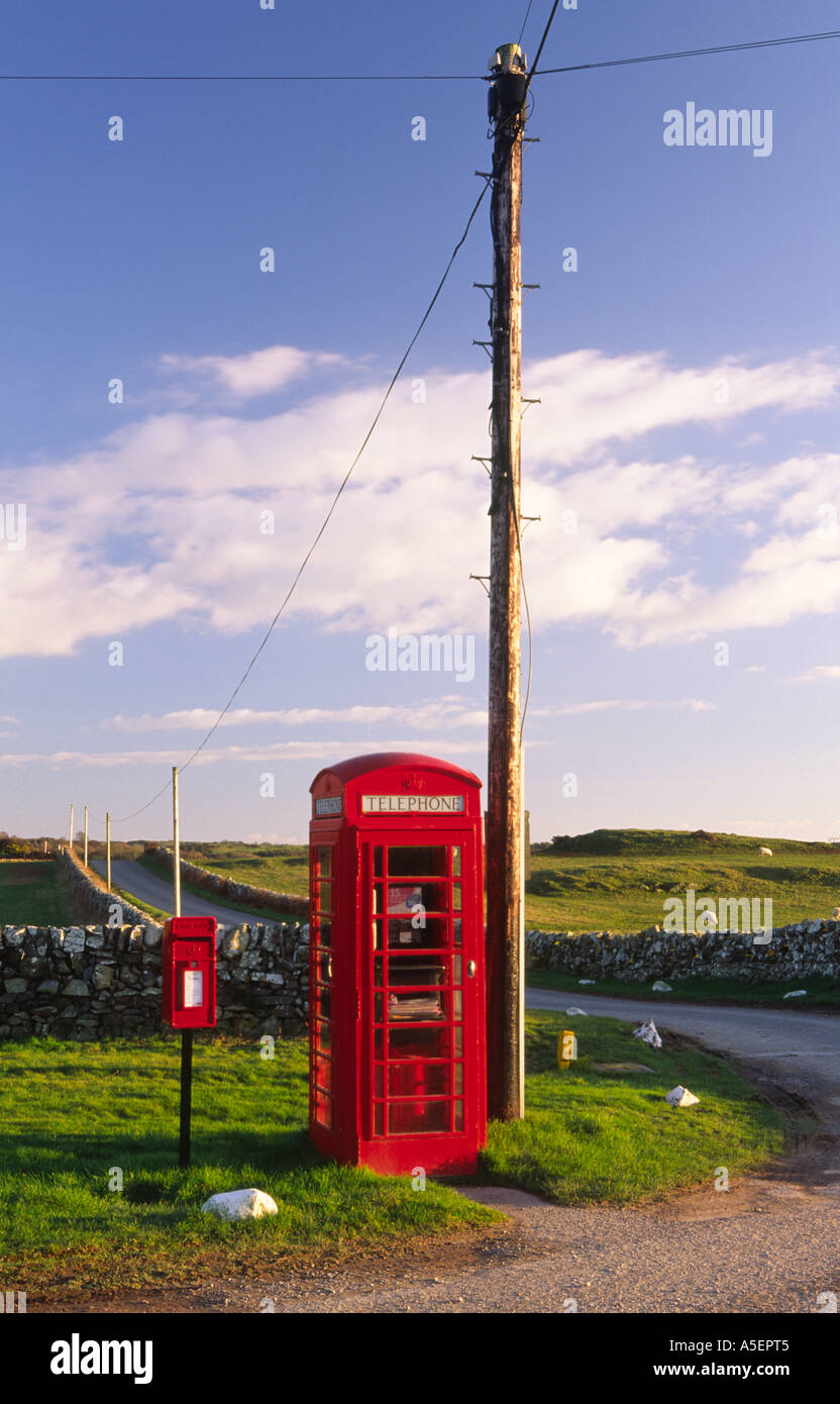 Old style red post and phone box Stock Photo - Alamy