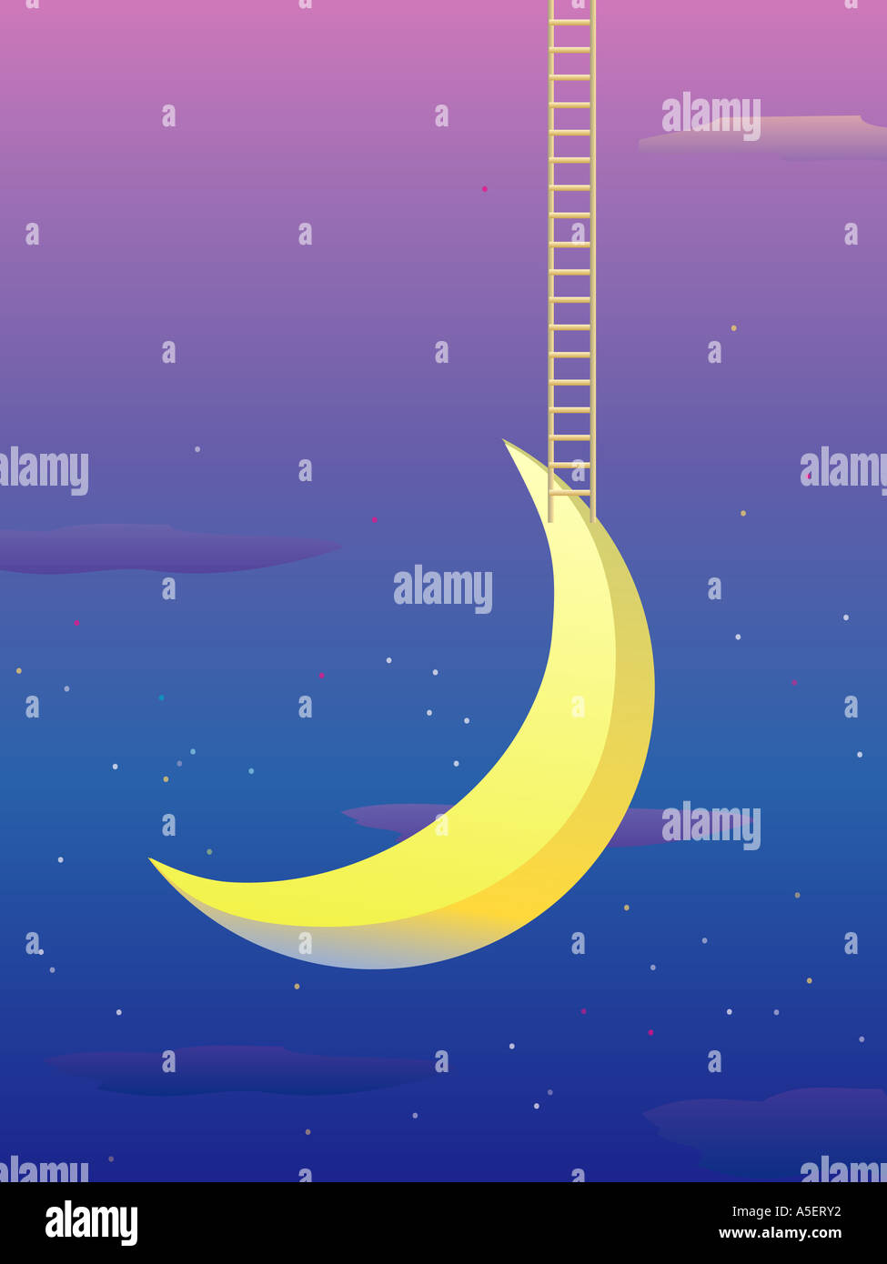 Ladder on the moon Stock Photo - Alamy