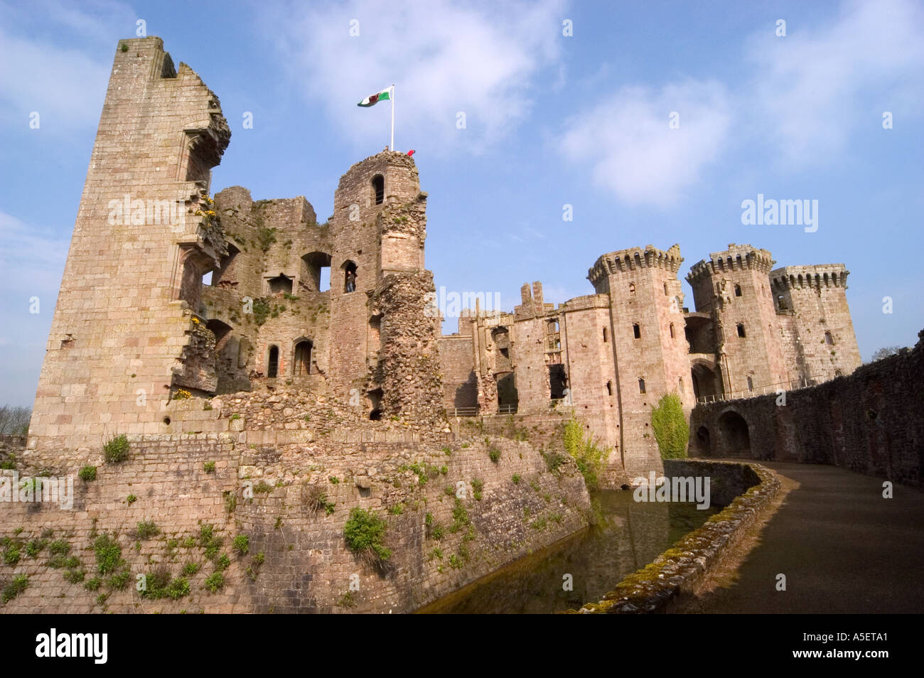 moat around raglan castle wales UK great britain Stock Photo - Alamy