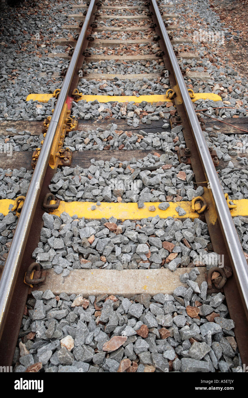Railway track going into the distance Stock Photo - Alamy