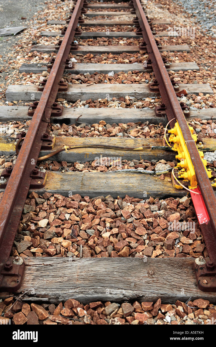 Railway track going into the distance Stock Photo - Alamy