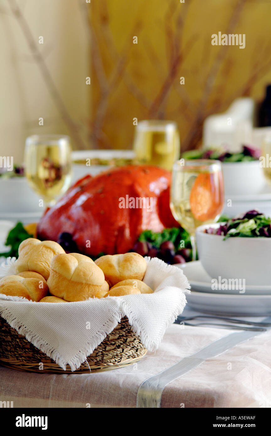 Turkey dinner table setup Stock Photo - Alamy