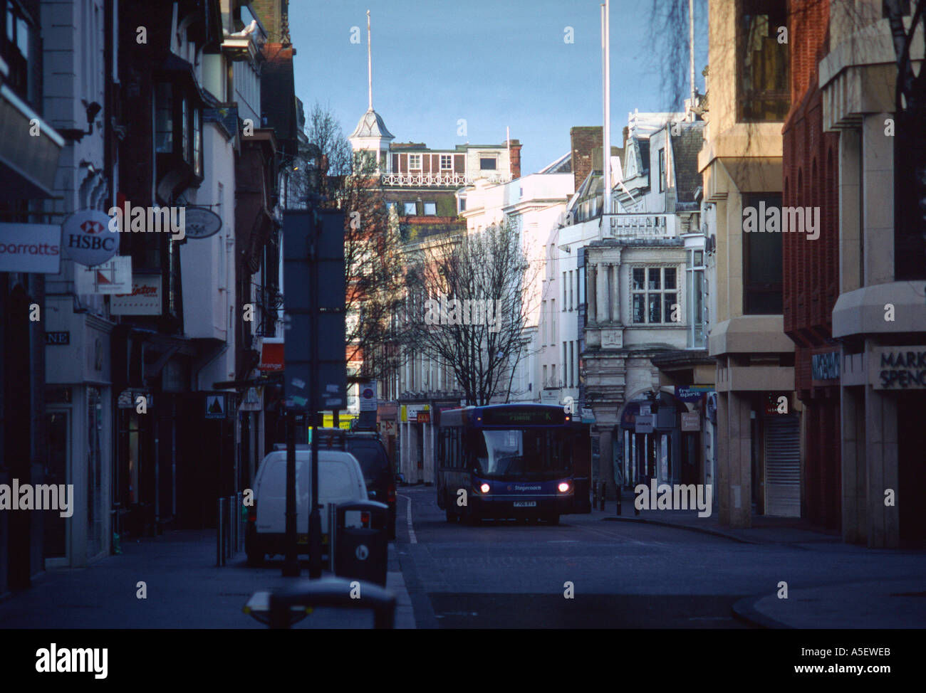 Shopping centre at dawn Exeter Devon Stock Photo - Alamy