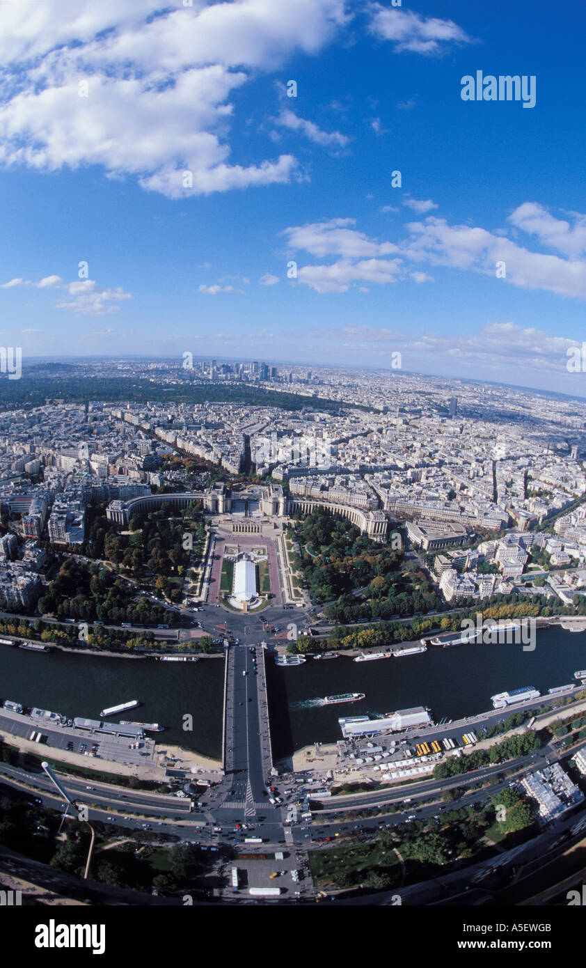 Overview on Paris with Seine river France Stock Photo - Alamy