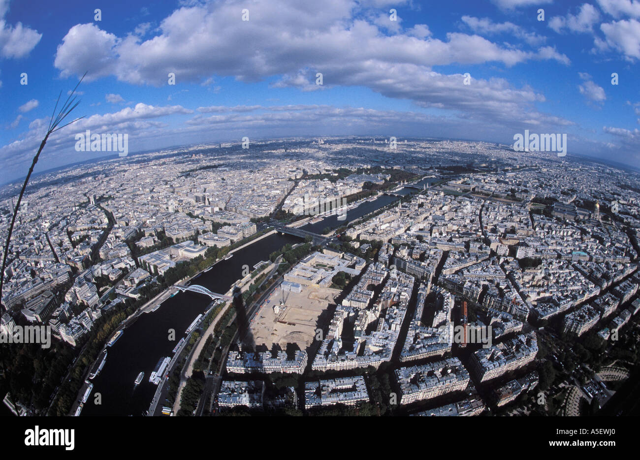 Overview on Paris with Seine river France Stock Photo - Alamy
