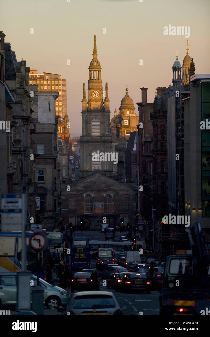 SCOTLAND GLASGOW SUNSET VIEW OF CHURCH TOWERS AND SPIRES Stock Photo ...