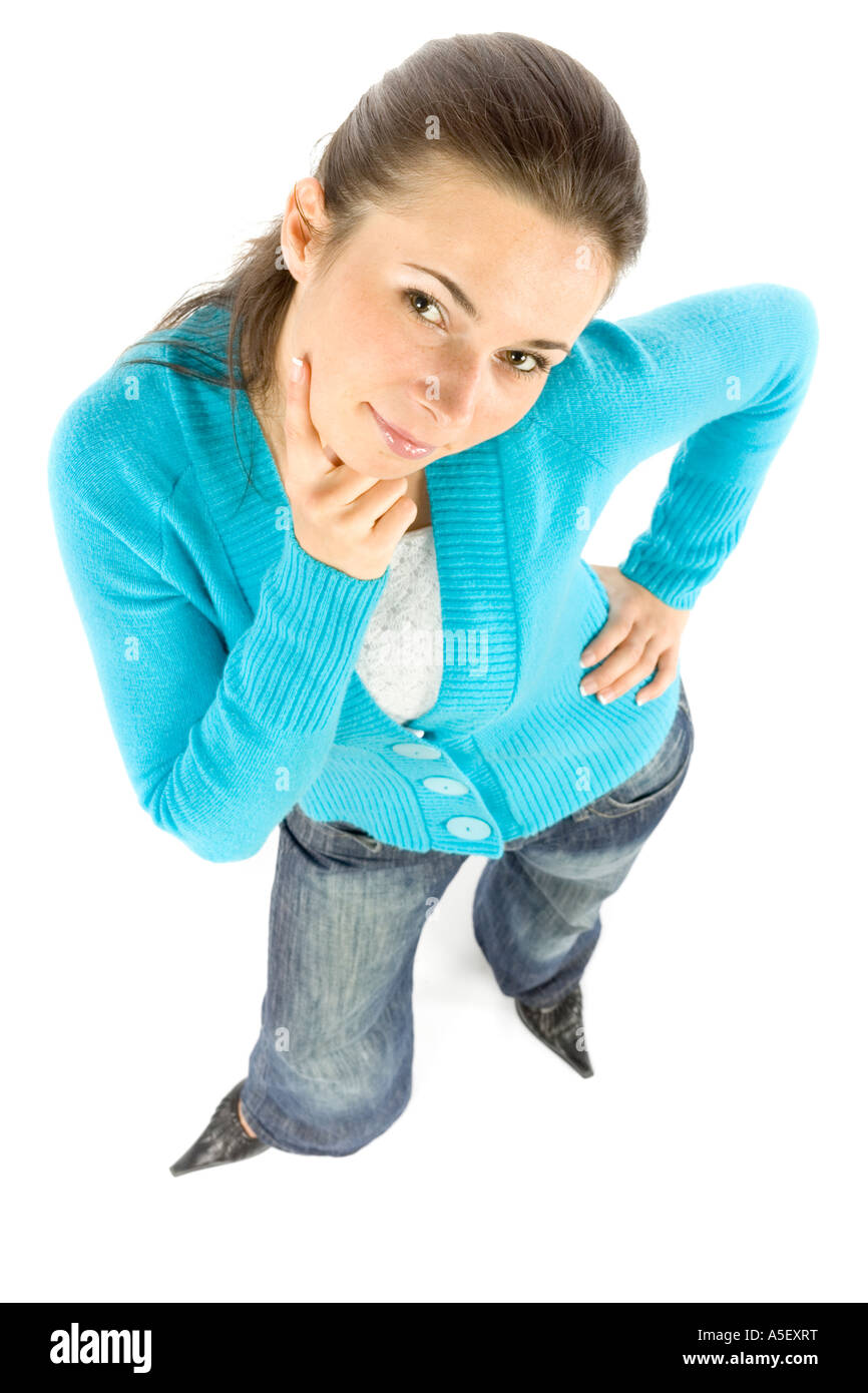 isolated thinking woman Stock Photo - Alamy
