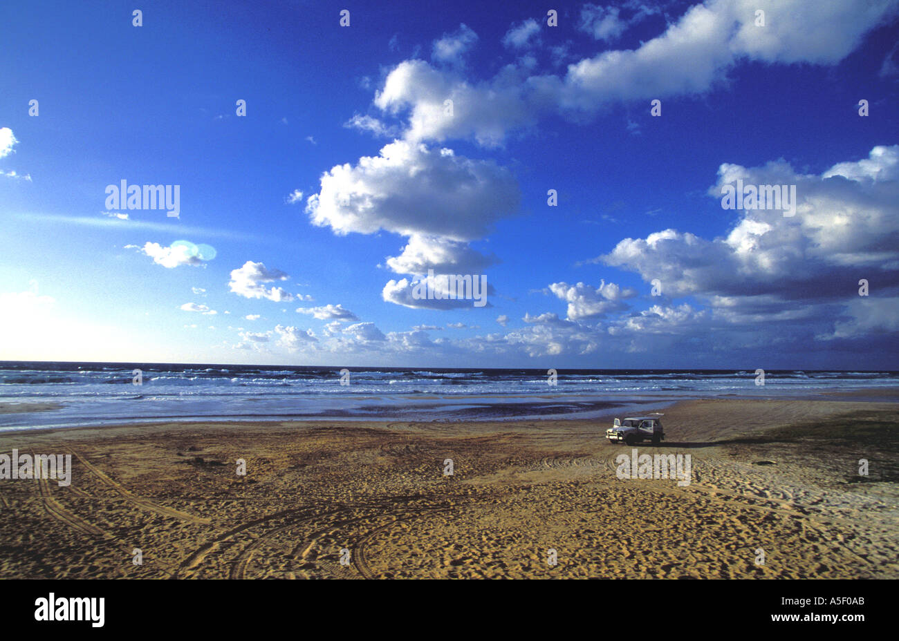 4WD car on beach Fraser Island Australia Stock Photo - Alamy