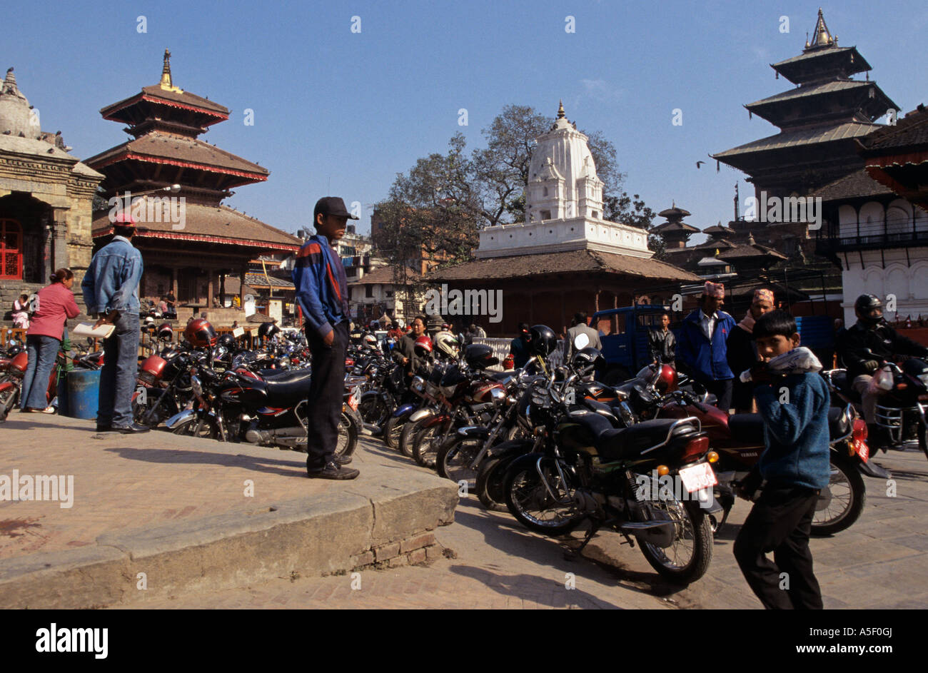 Motorcycle parking in a temple complex in Kathmandu Nepal Stock Photo ...
