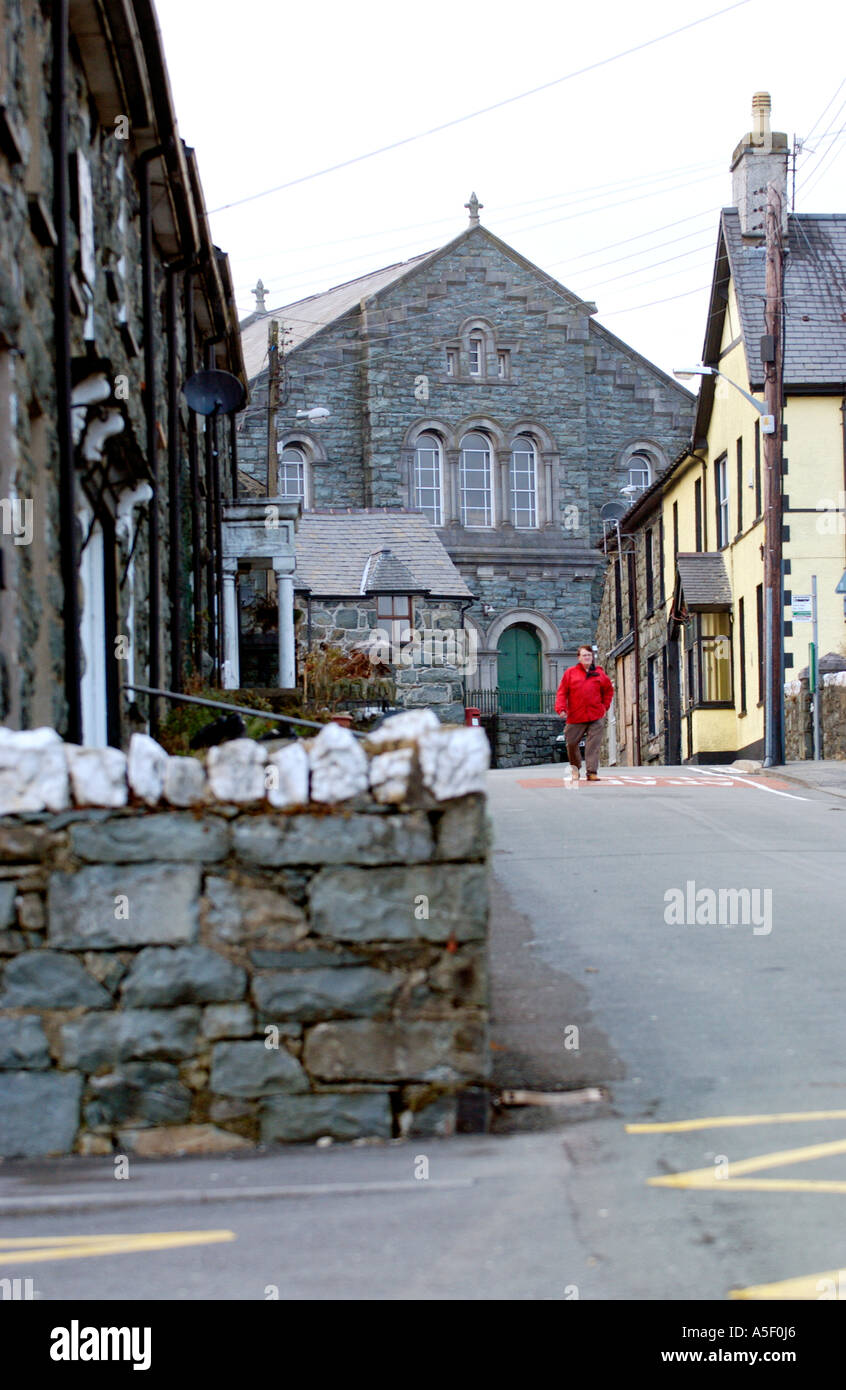 General view of Trawsfynydd Gwynedd North Wales UK showing terraced ...