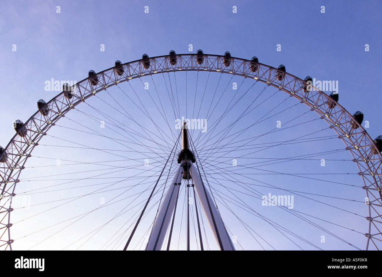 The London Eye against blue sky, low angle detail, London, UK Stock ...