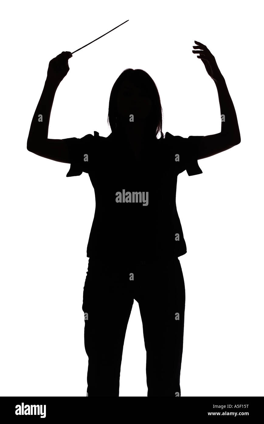 isolated on white silhouette of female conductor Stock Photo - Alamy