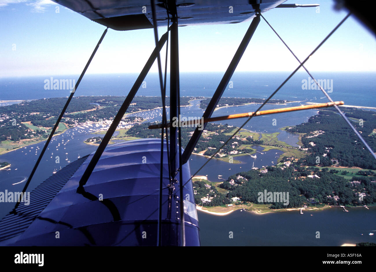 USA Massachusetts Cape Cod Centerville Harbor area from a Waco Classic ...