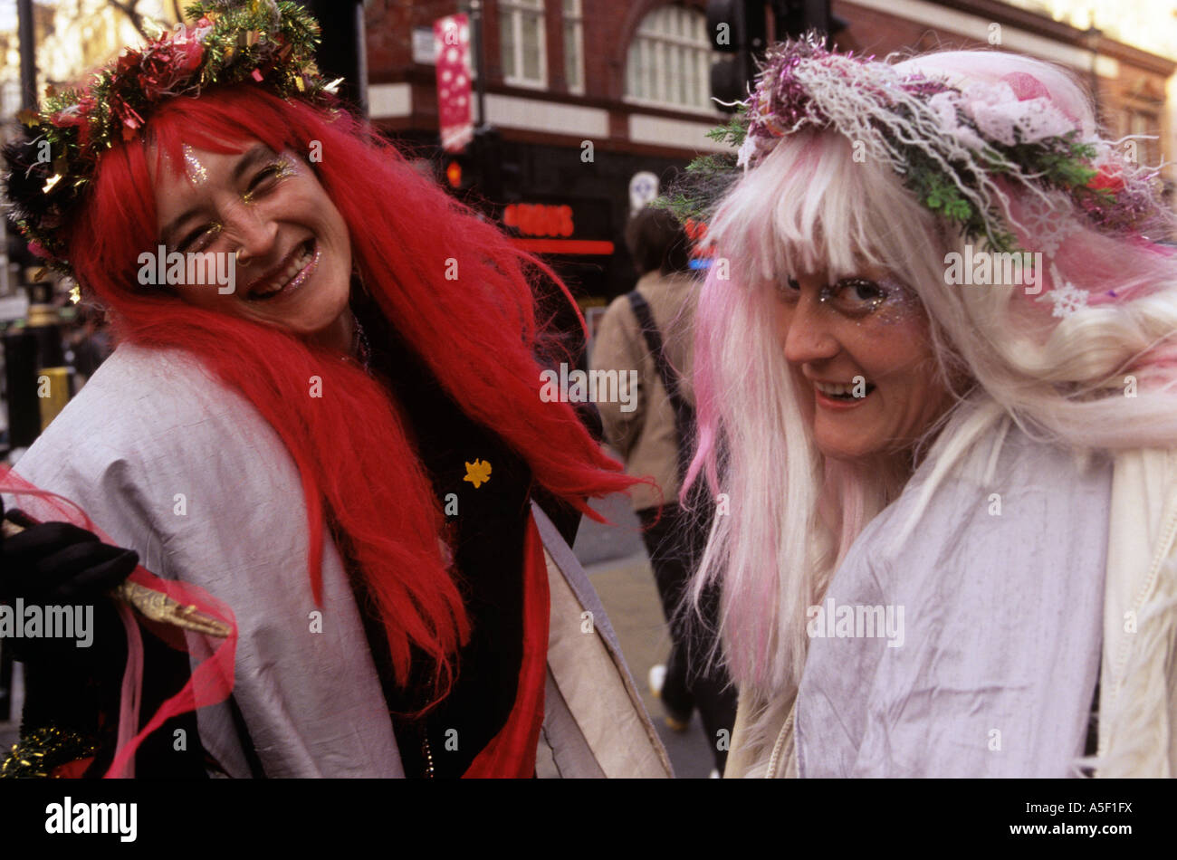 Women dressed up in costumes on streets, London, England, UK Stock ...