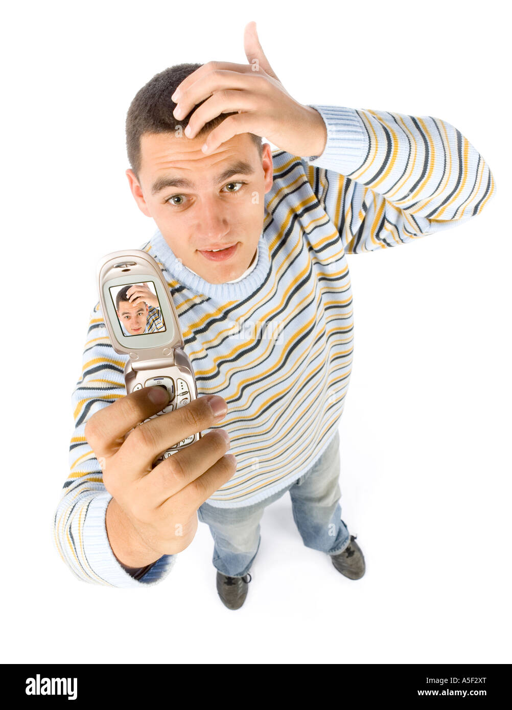 Man making cell phone Cut Out Stock Images & Pictures - Alamy