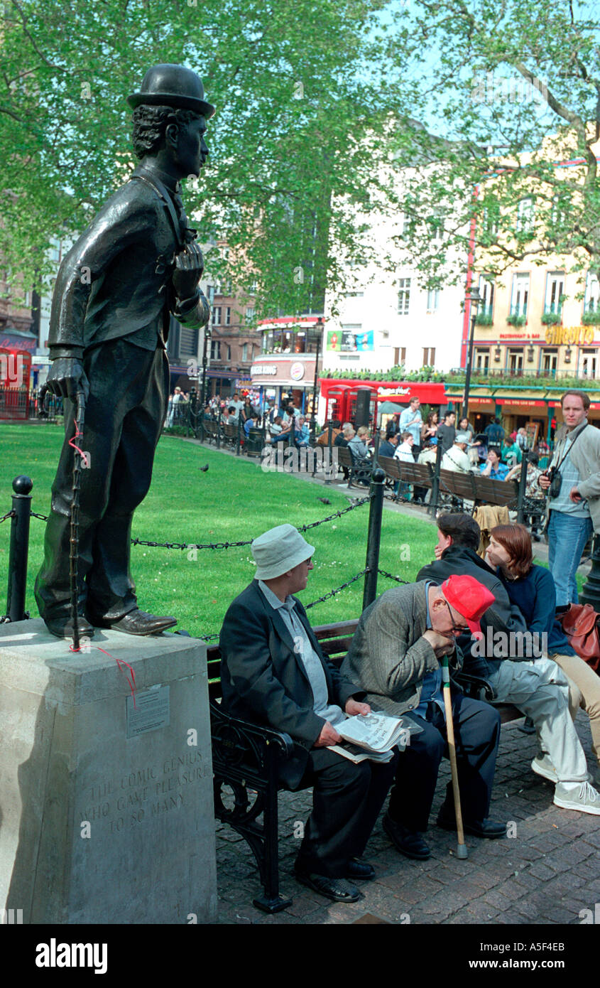 Statue of Charlie Chaplin in Leicester Square London Stock Photo - Alamy