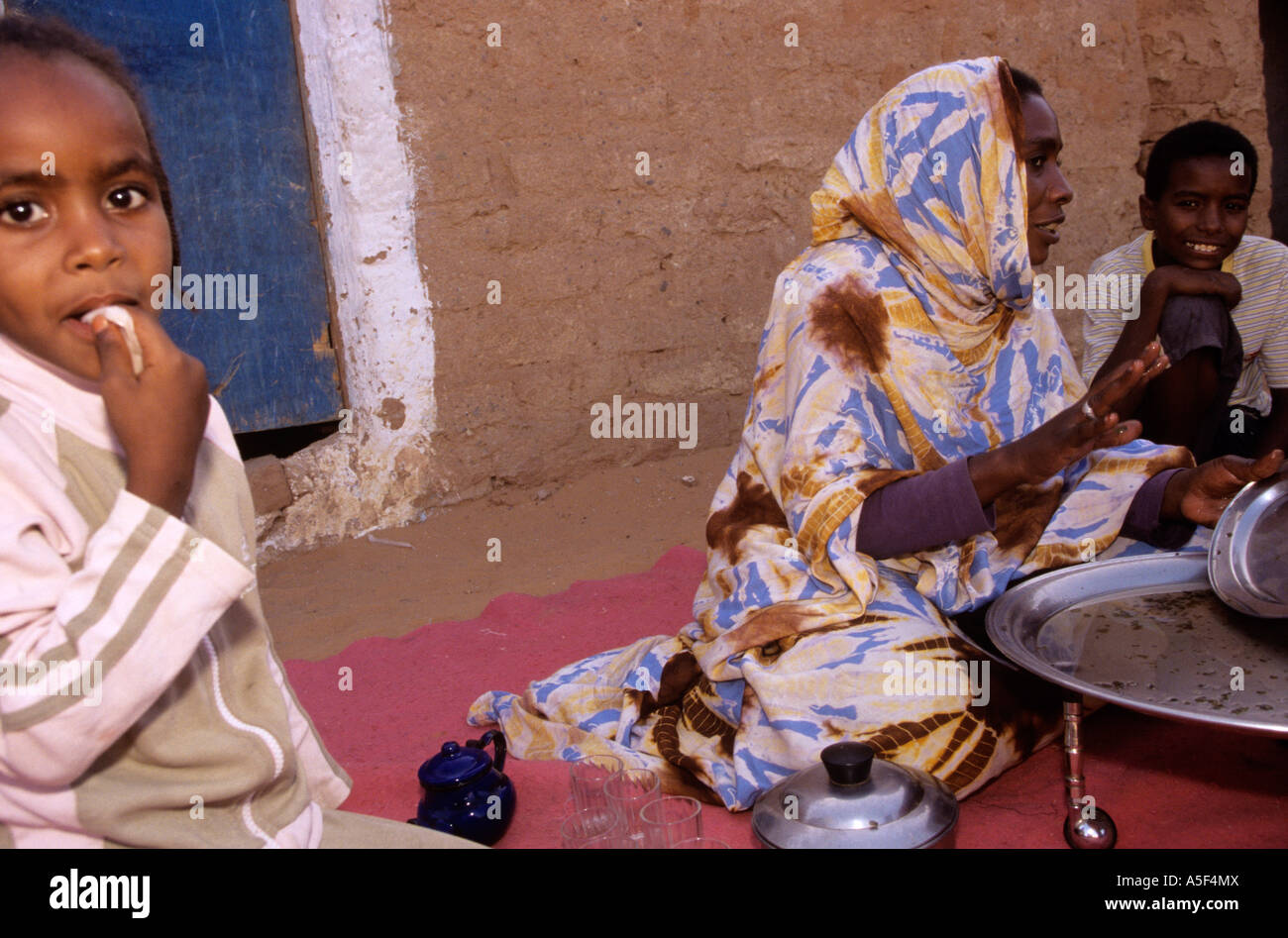 A Muslim family in the Saharawi refugee camp in Tindouf Western Algeria ...