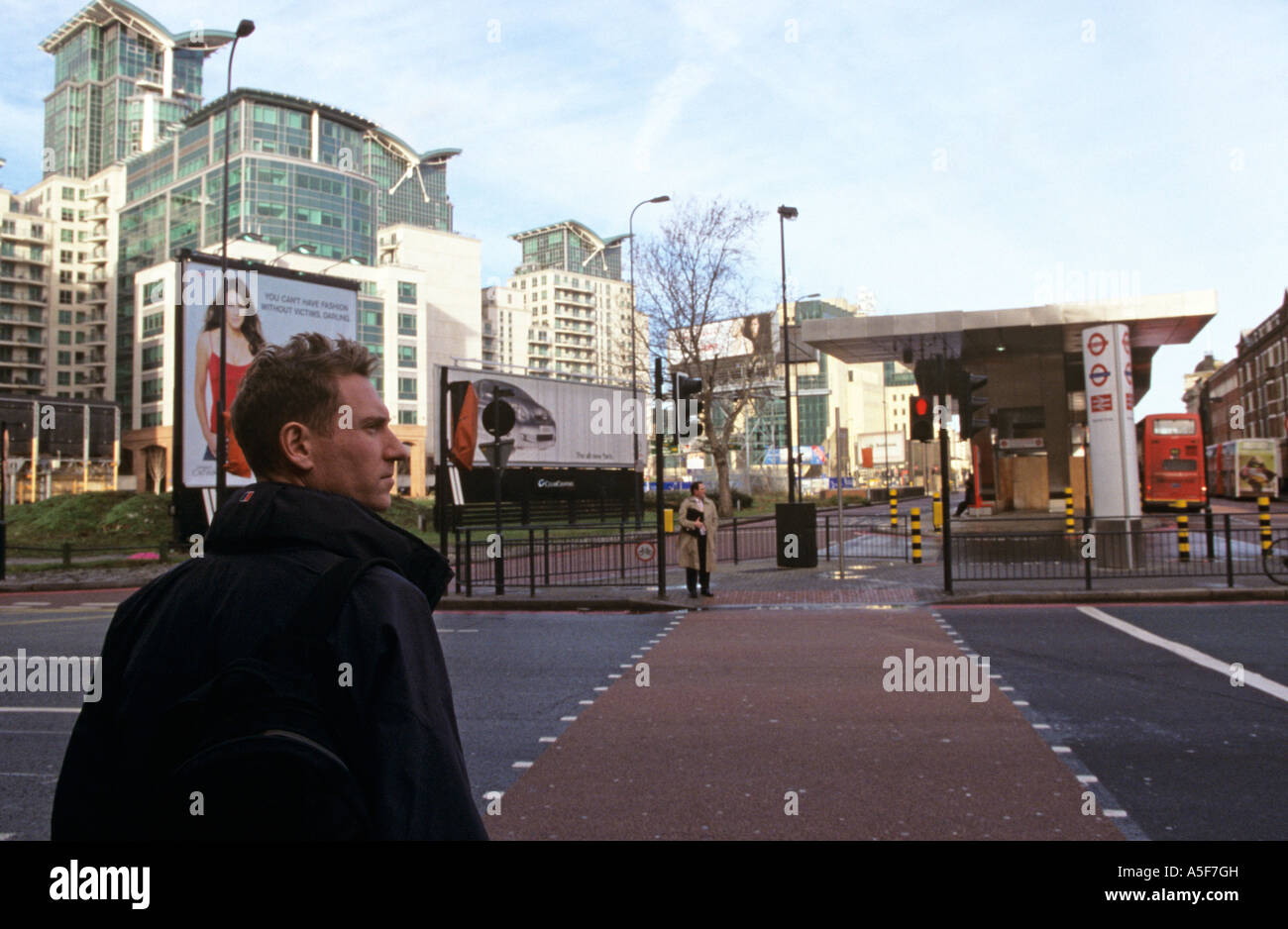 A man crossing the road in Vauxhall London Stock Photo - Alamy