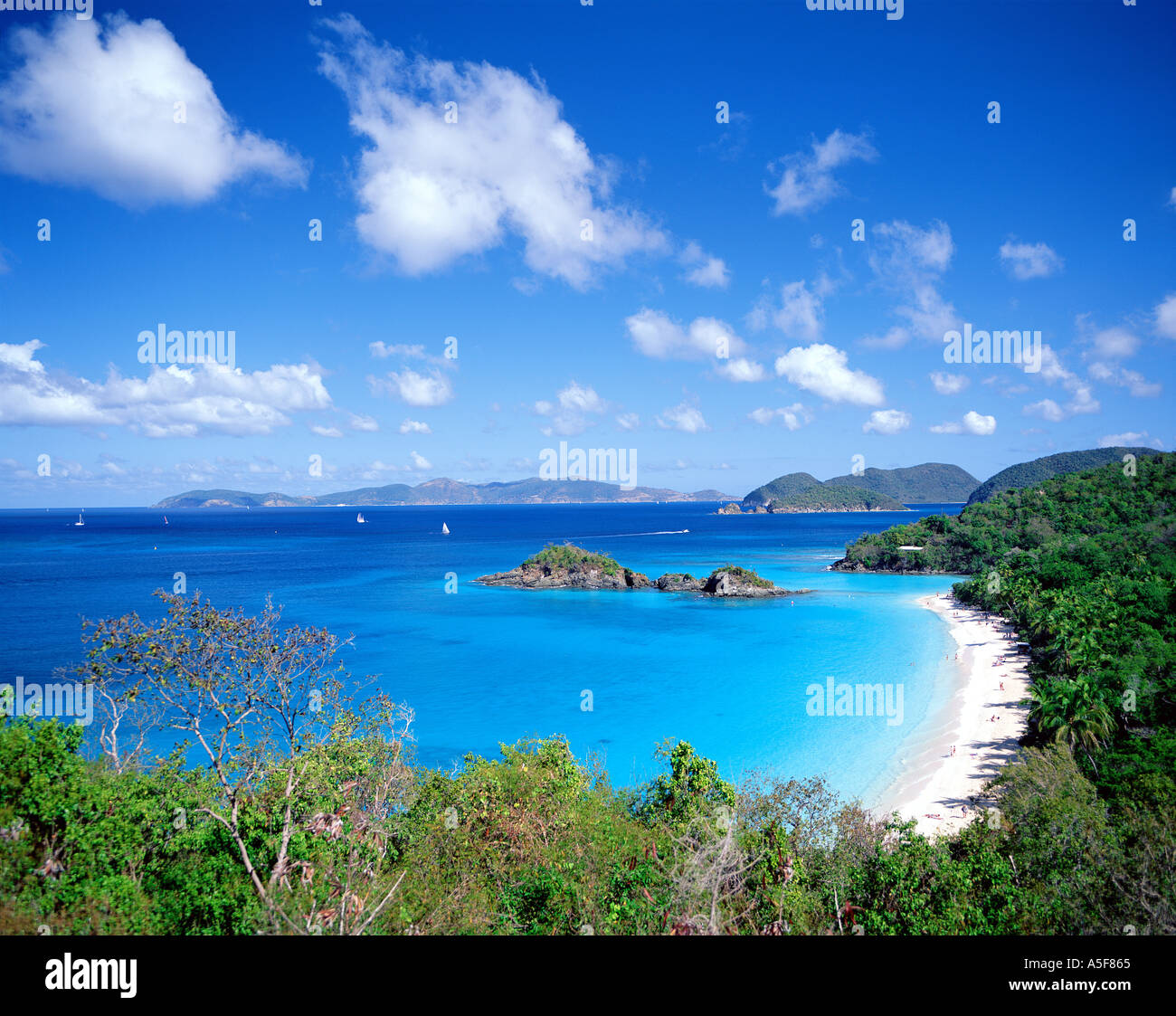 Overview of Trunk Bay on St John in the U S Virgin Islands Caribbean ...