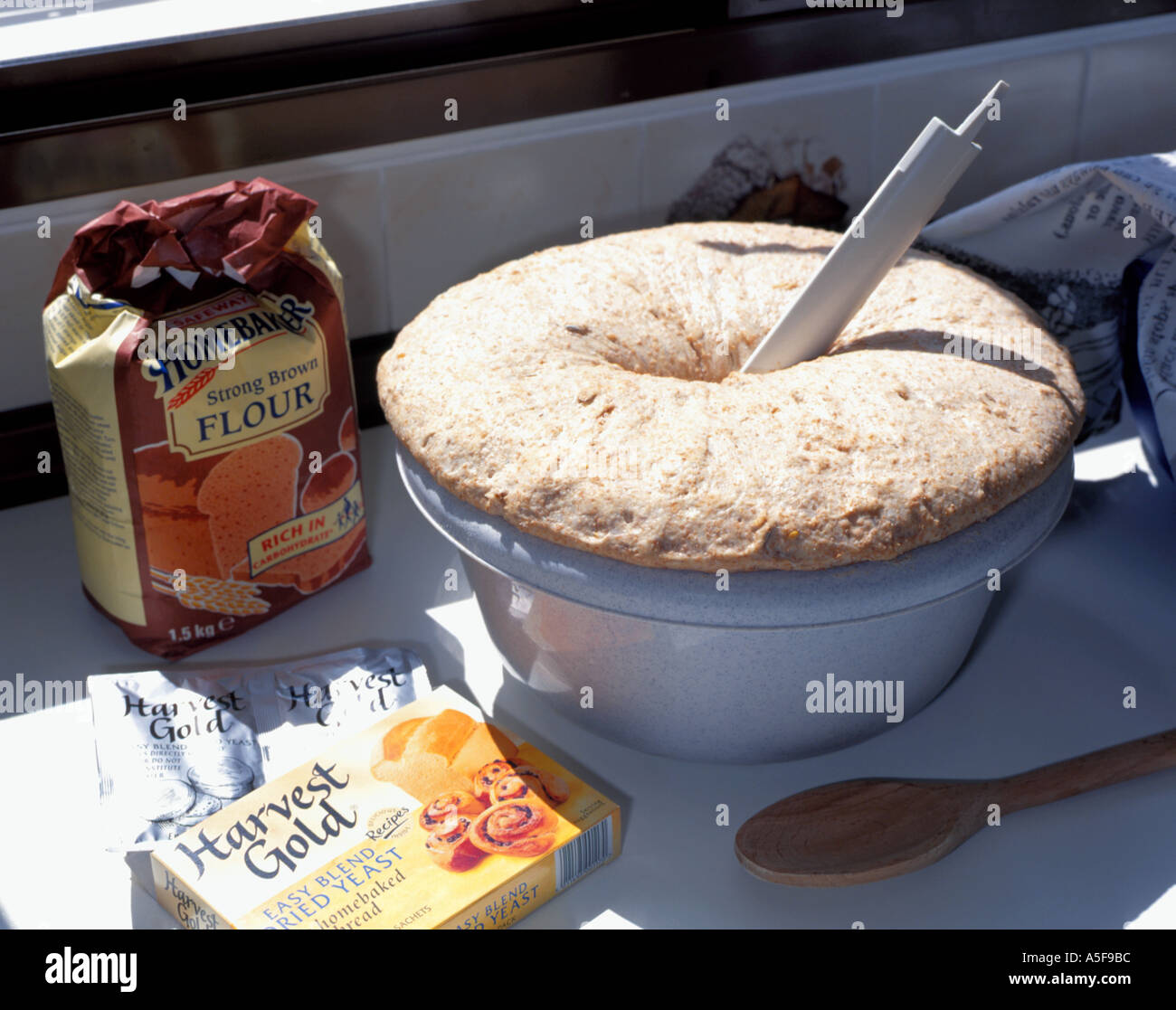 Bread making, showing how the yeast causes the bread to rise Stock ...