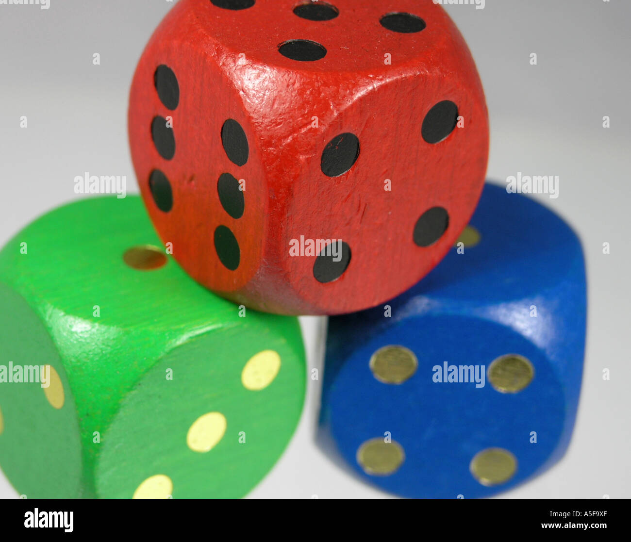 Three wooden dice Stock Photo - Alamy