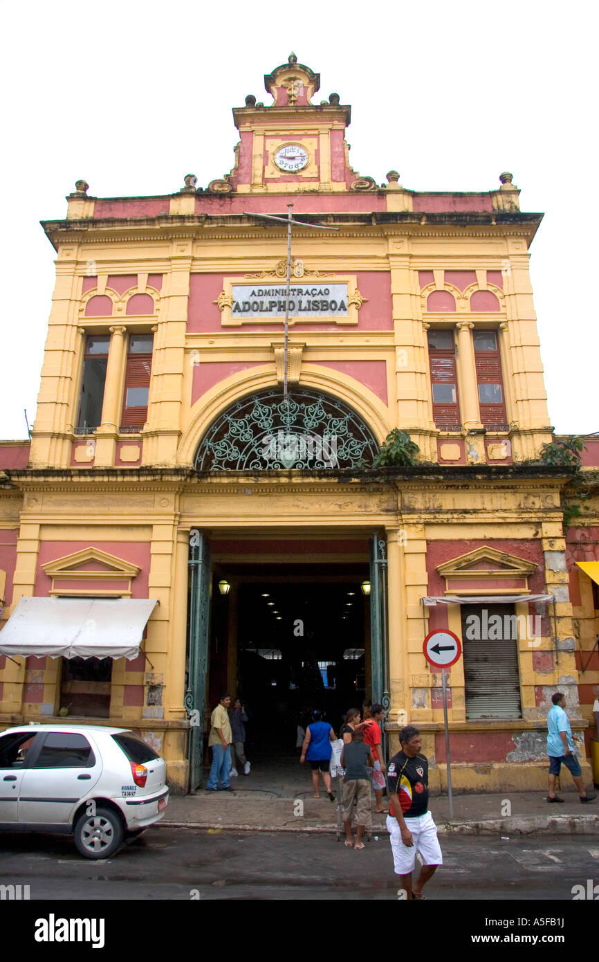 The Municipal Market and street scene in Manaus Brazil Stock Photo - Alamy