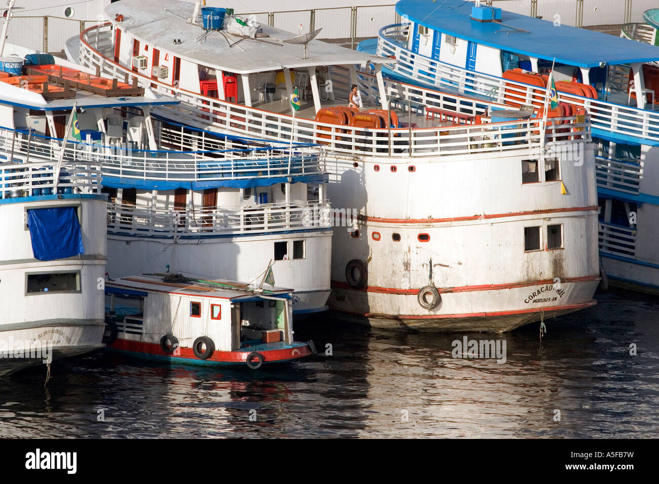 Amazon river boats docked at Manaus Brazil Stock Photo - Alamy
