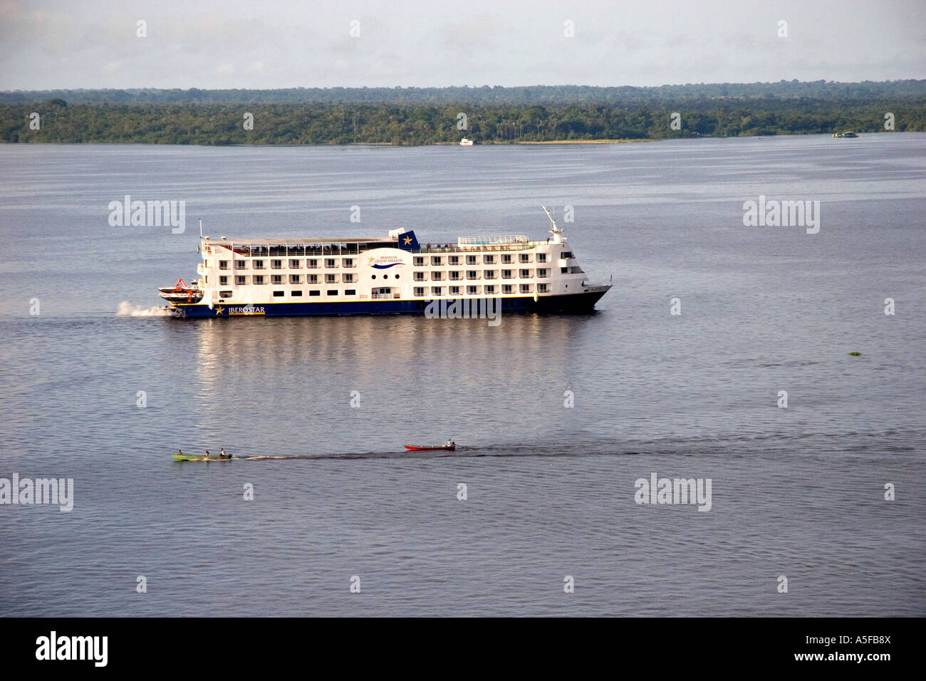 Cruise boat and small river boats on the Amazon at Manaus Brazil Stock ...