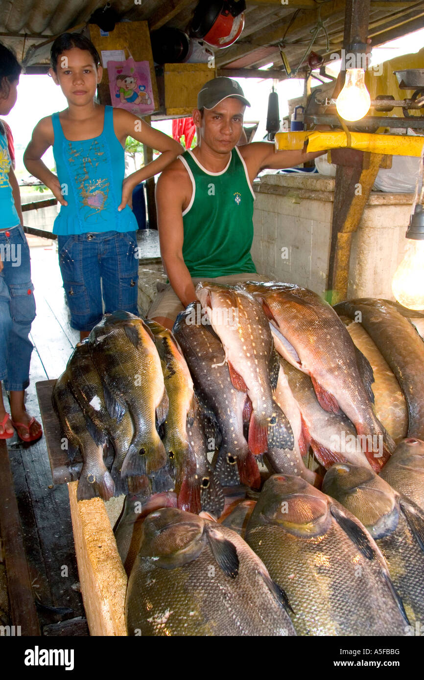 Vendor selling fish at a market in Manaus Brazil Stock Photo - Alamy