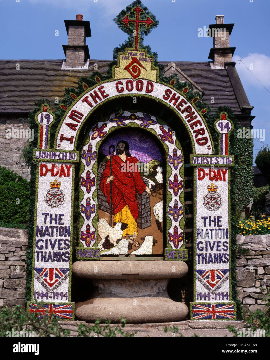 Well dressing tradition 1994 at Tissington,Derbyshire in Great Britain ...