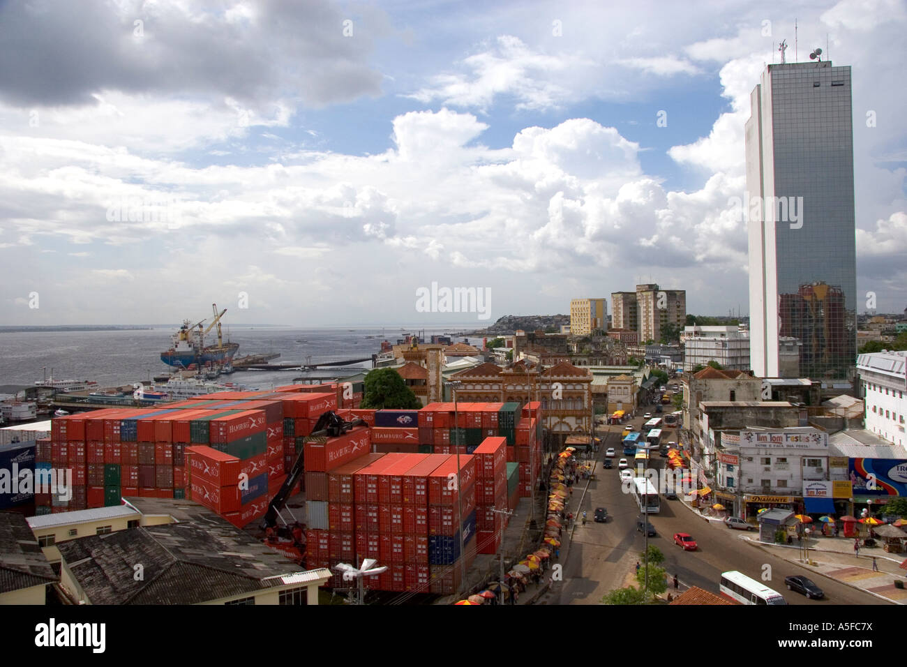 Containers and ships at the port in Manaus Brazil Stock Photo - Alamy