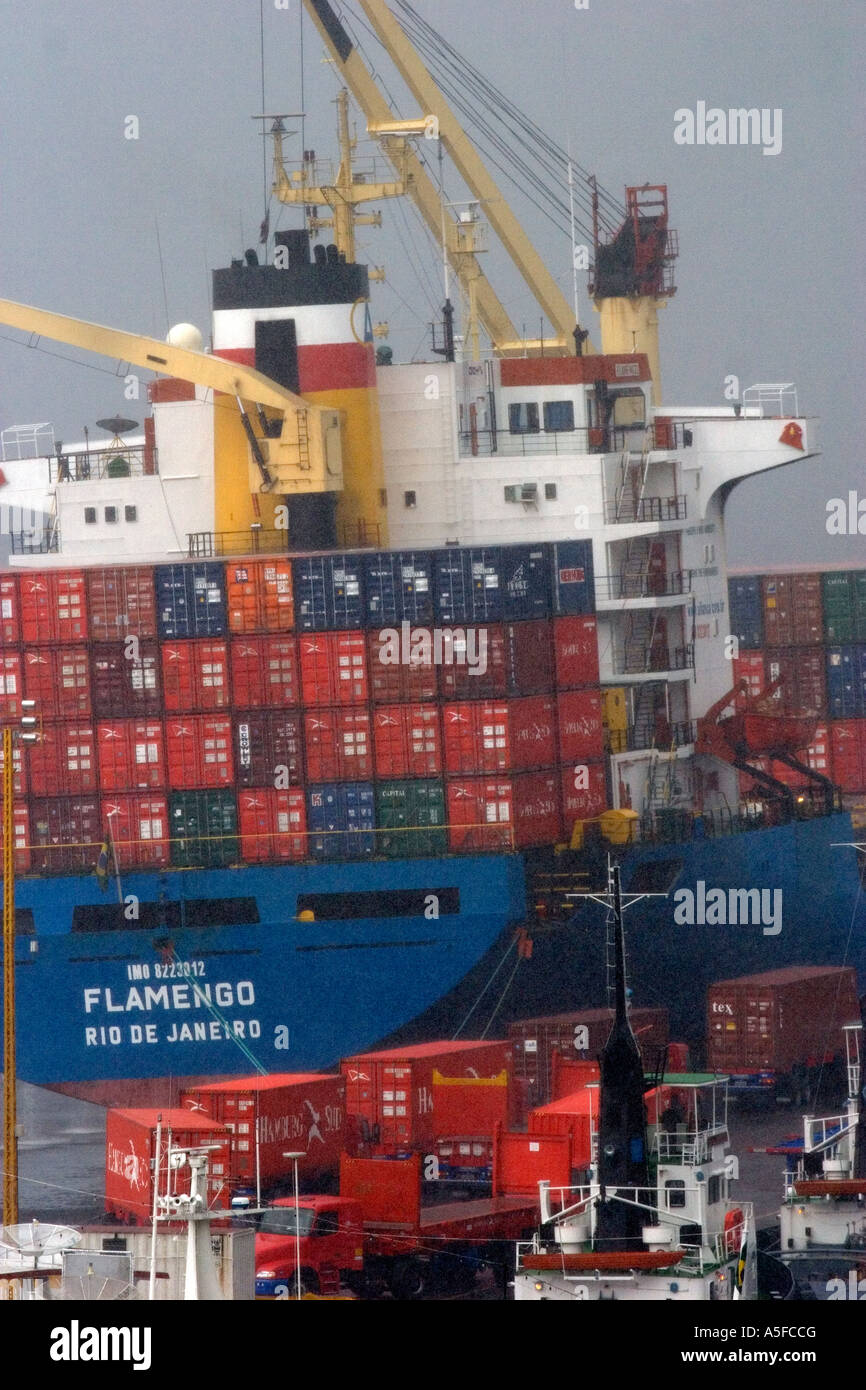 Container ship in the rain at the port in Manaus Brazil Stock Photo - Alamy