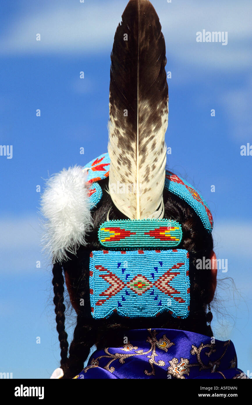 Shoshone Bannock Native American Indian wearing traditional beadwork at ...