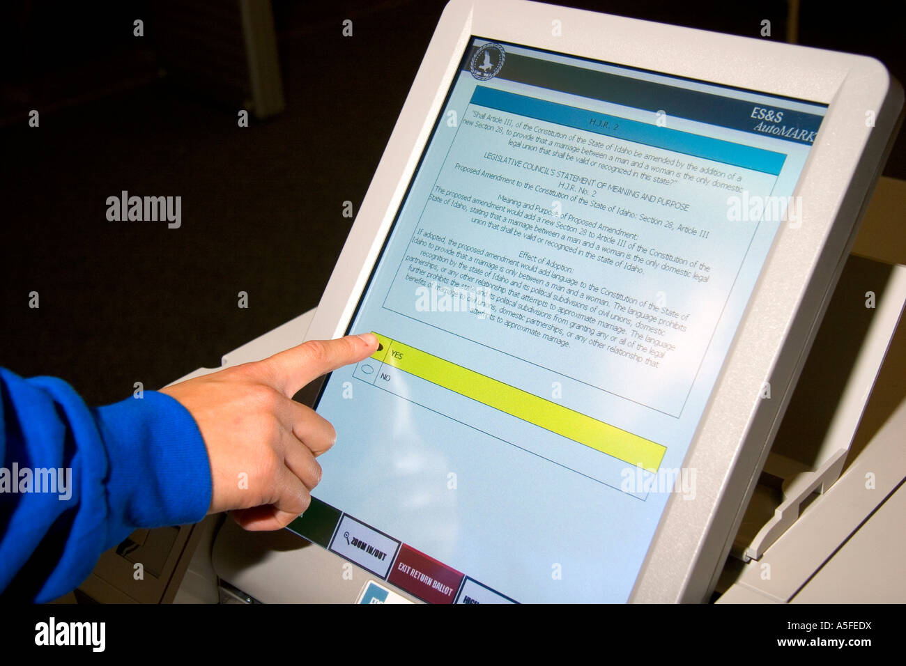 Touch screen voting computer being used in Boise Idaho Stock Photo - Alamy