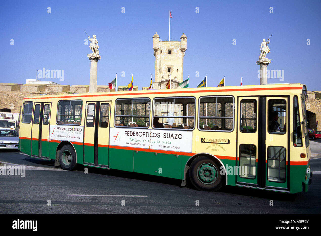 Public transportation bus in Cadiz Spain Stock Photo - Alamy