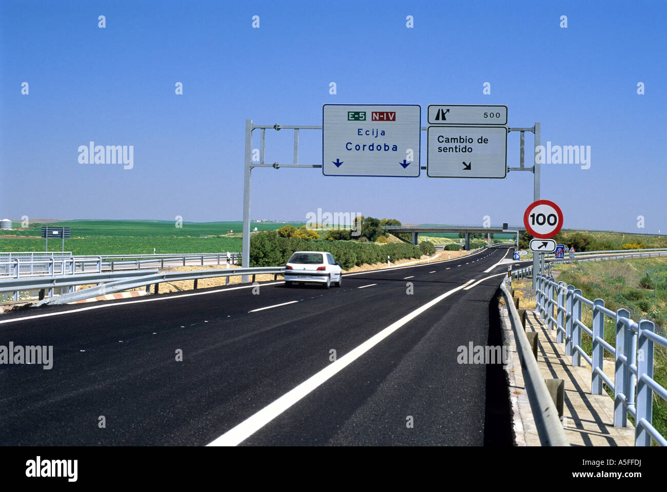 A car travels on the Autovia in Spain Stock Photo - Alamy