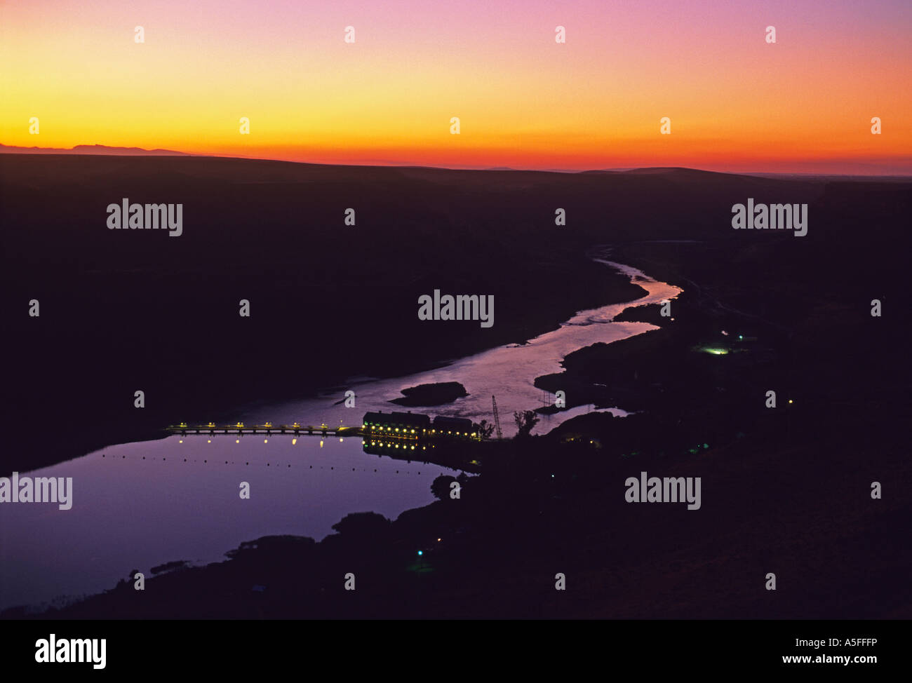 Swan Falls Dam and the Snake River at sunset in Idaho Stock Photo - Alamy