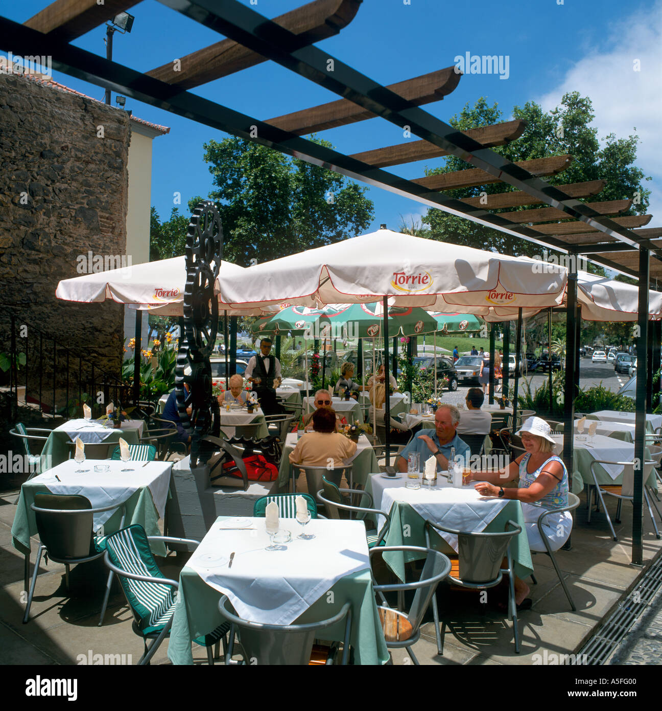 Sidewalk Restaurant in Old Town (Zona Velha), Funchal, Madeira ...