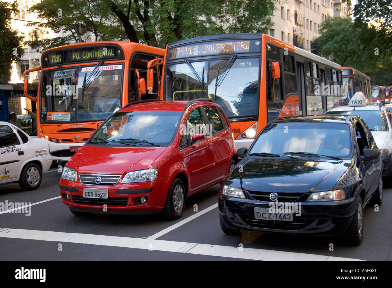 Automobiles and buses in Sao Paulo Brazil Stock Photo - Alamy