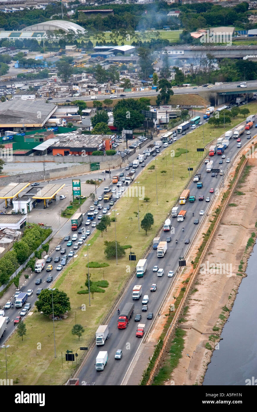 Aerial view of traffic on highways in Sao Paulo Brazil Stock Photo - Alamy