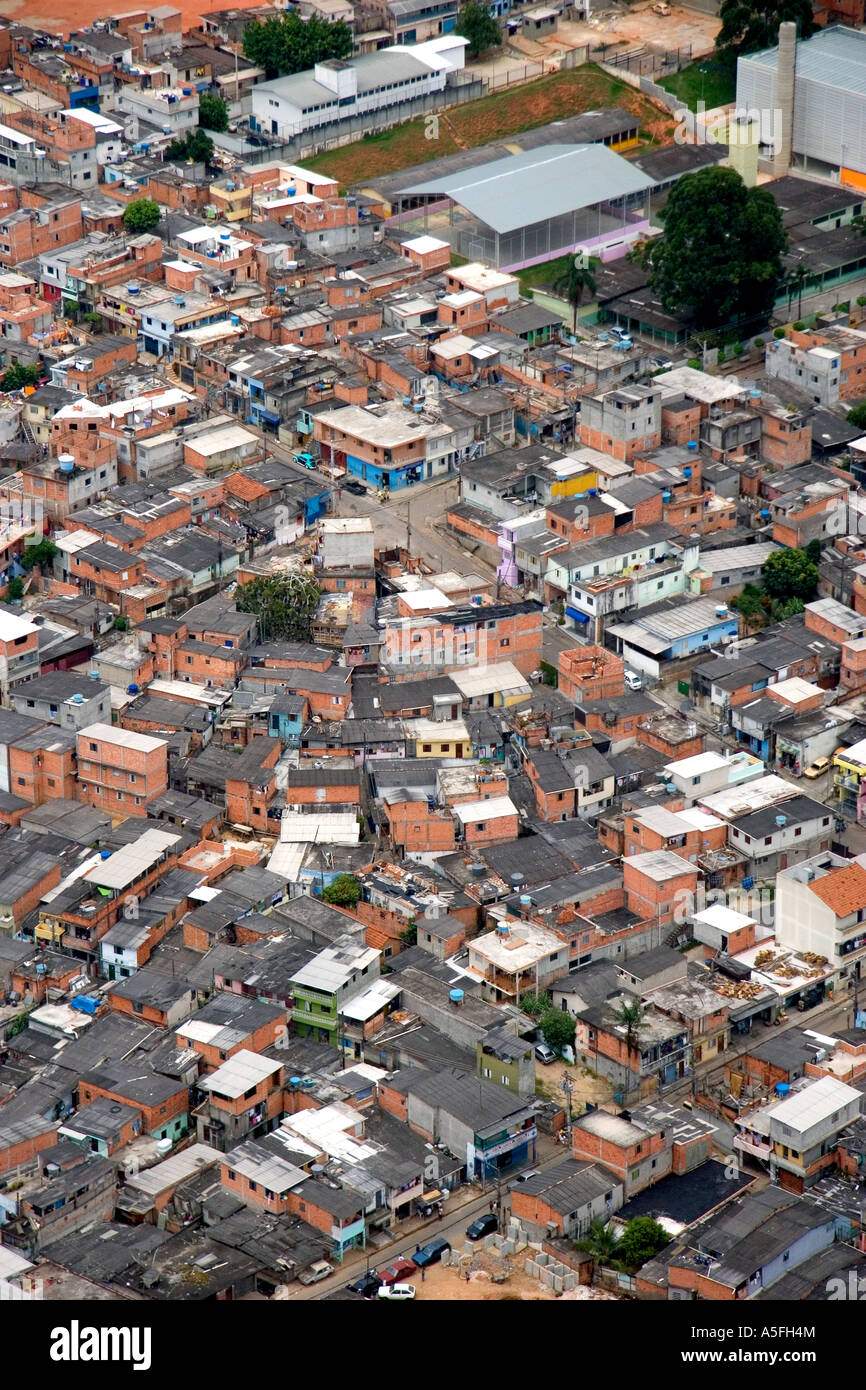 Aerial view of crowded favela housing in Sao Paulo Brazil Stock Photo ...