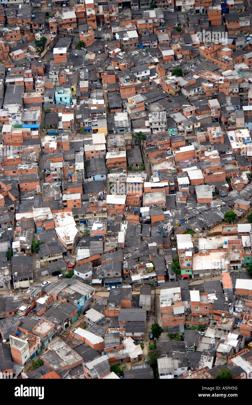 Aerial view of crowded favela housing in Sao Paulo Brazil Stock Photo ...